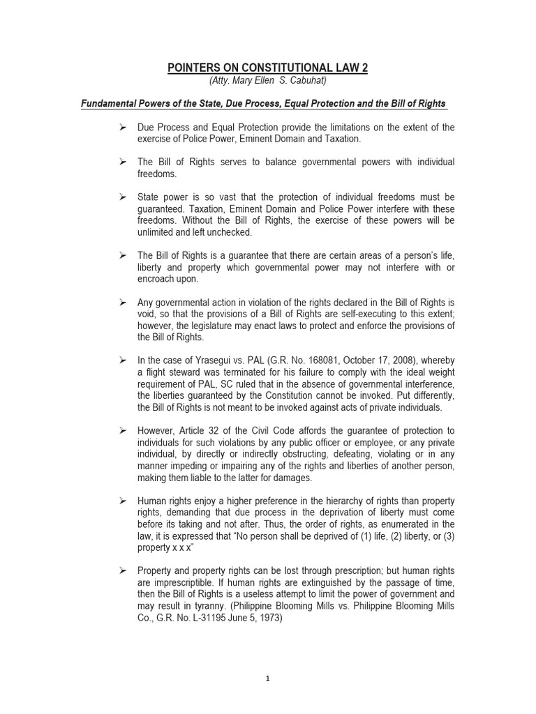 2023 Consti2 Pointers-Part-1 | PDF | Overbreadth Doctrine | Vagueness Doctrine