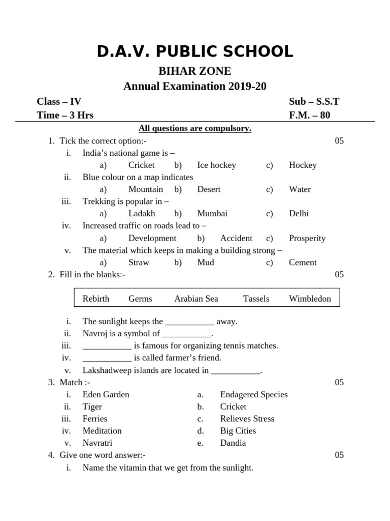 4 sst (Question paper) | PDF | Earth Sciences