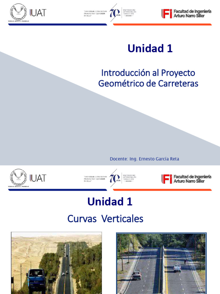 Unidad 1-Tema 1 Proyecto Geometrico de Curvas Verticales | PDF | Transporte de tierra | Transporte
