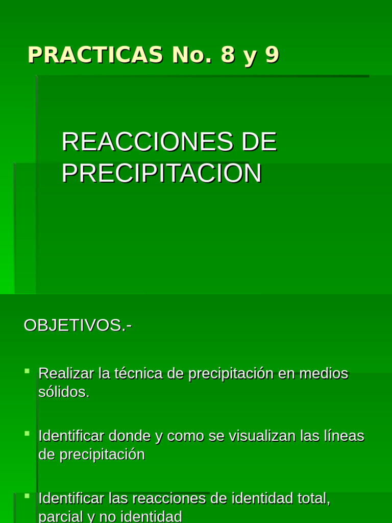 PRACTICAS 8 y 9 REACCIONES DE PRECIPITACION - COMPATIBLE | PDF | Química | Química Física