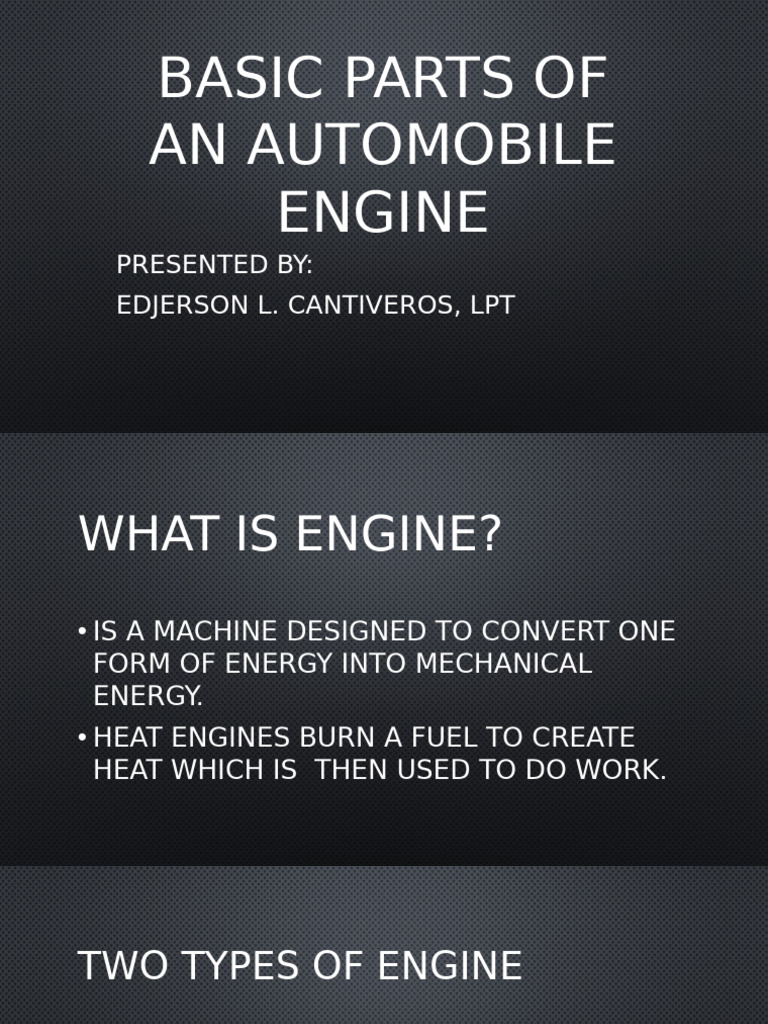 Basic Parts of an Automobile Engine | PDF | Internal Combustion Engine | Engines