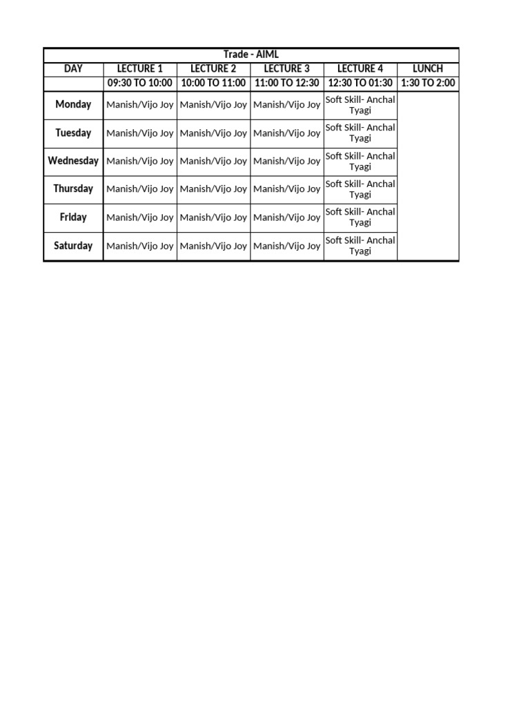 Modified Timetable 06-01-25 Updated | PDF | Films Directed