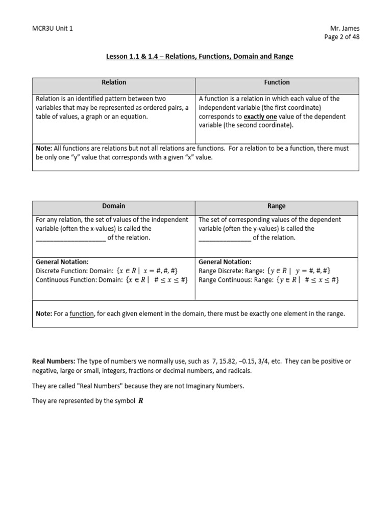 Lesson 1.1 and 1.4-Relations, Functions, Domain and Range | PDF | Asymptote | Function (Mathematics)