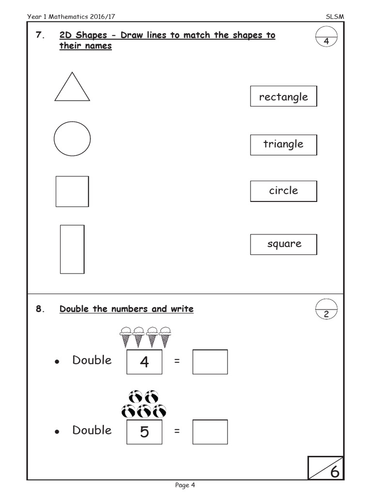 Year 1 Maths Paper 2 | PDF