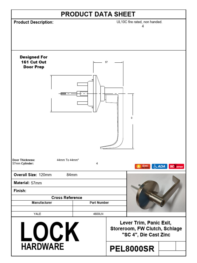 Panic Lever Trim UL NFPA Datasheet | PDF