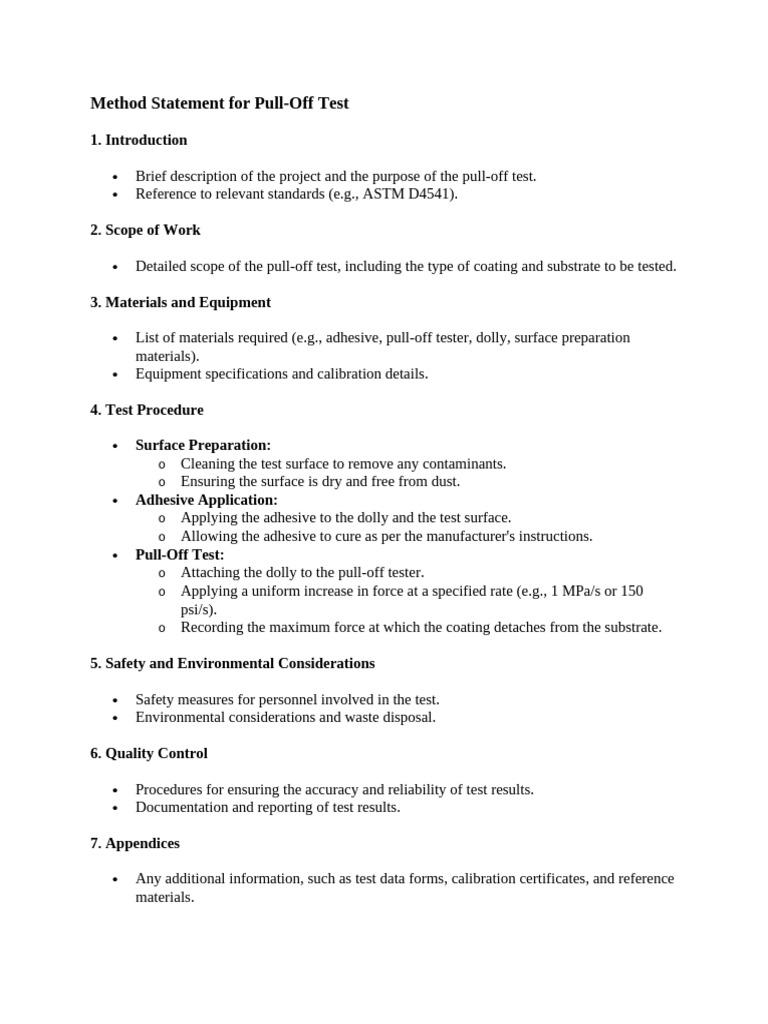 Method Statement For Pull | PDF