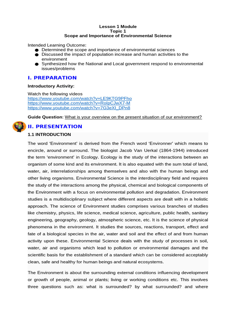 Environmental Science Scope & Impact | PDF | Earth | Natural Environment