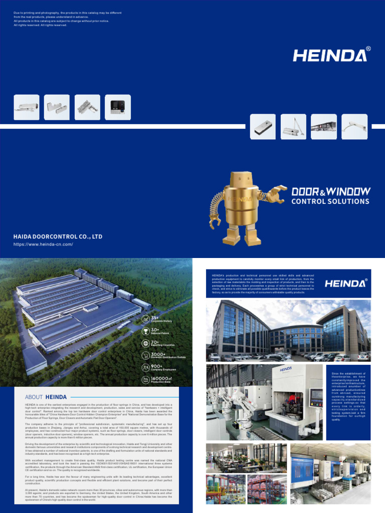HEINDA Door Closers, Window Operators and Glass Fittings | PDF