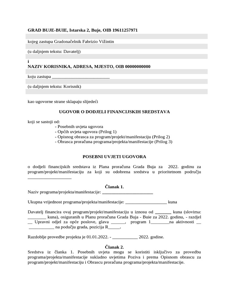 10 Ogledni Primjer Ugovora | PDF