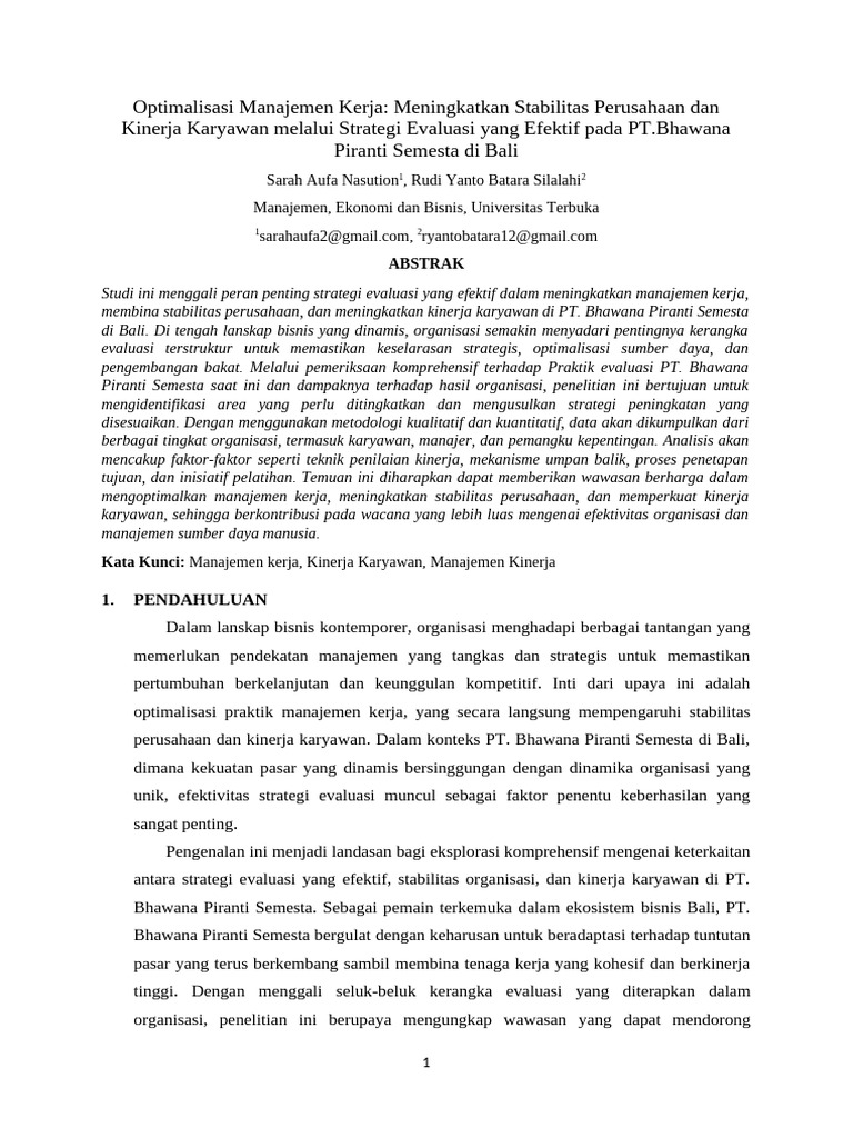 Kerangka Artikel Karya Ilmiah | PDF