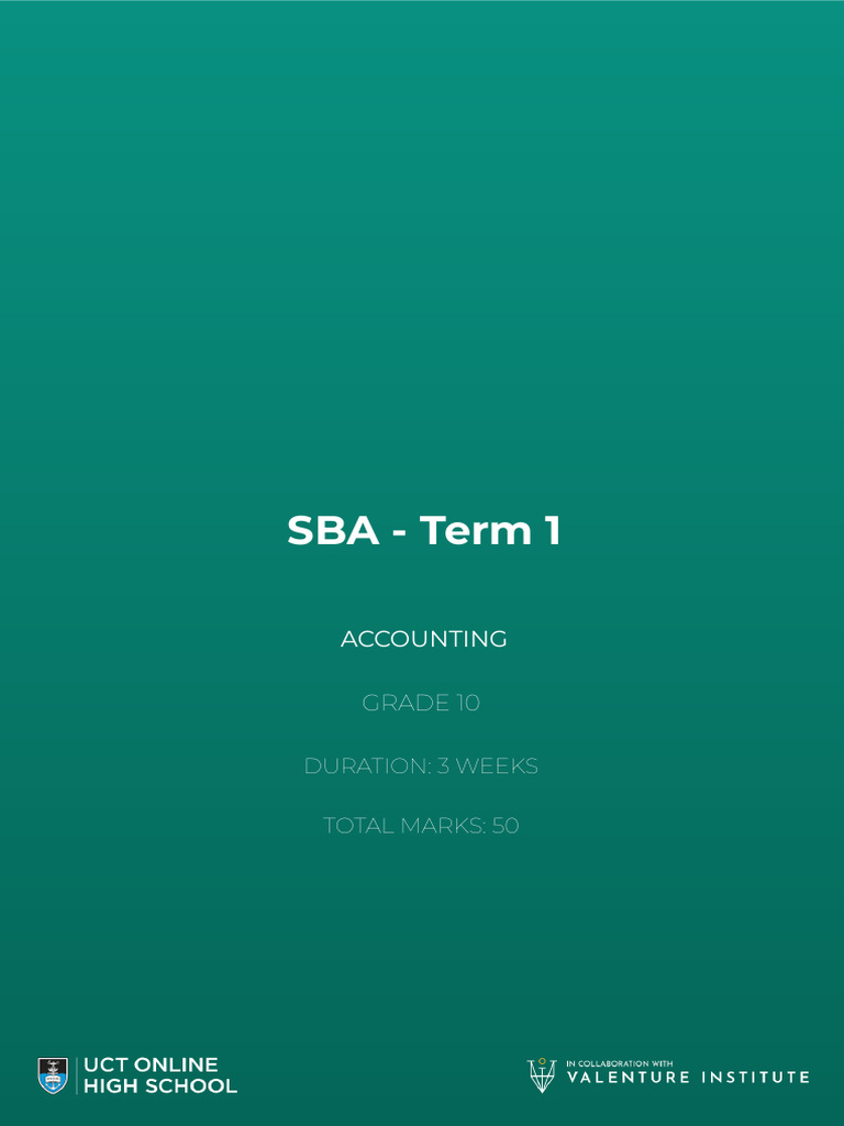 Version 2 G10 Accounting Term 1 SBA M1 Question Paper (1) | PDF ...