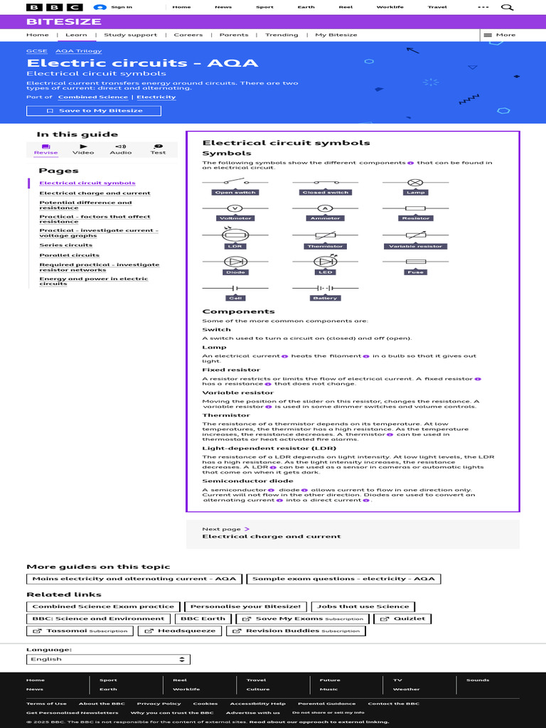 Electrical circuit symbols - Electric circuits - AQA - GCSE Combined ...