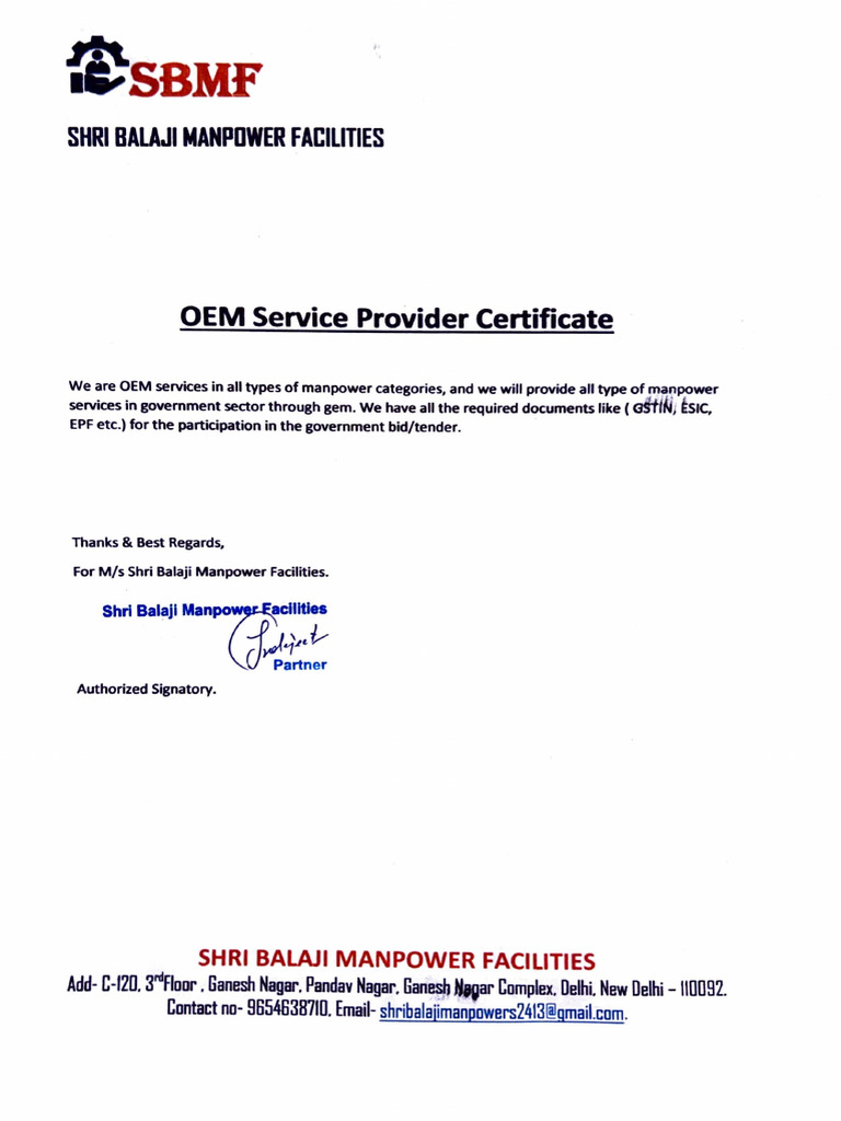 OEM Certificate | PDF