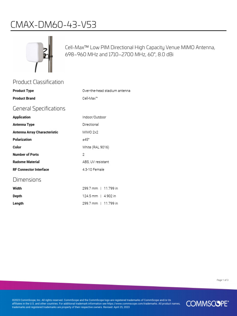 CMAX-DM60-43-V53 Product Specifications | PDF | Antenna (Radio ...