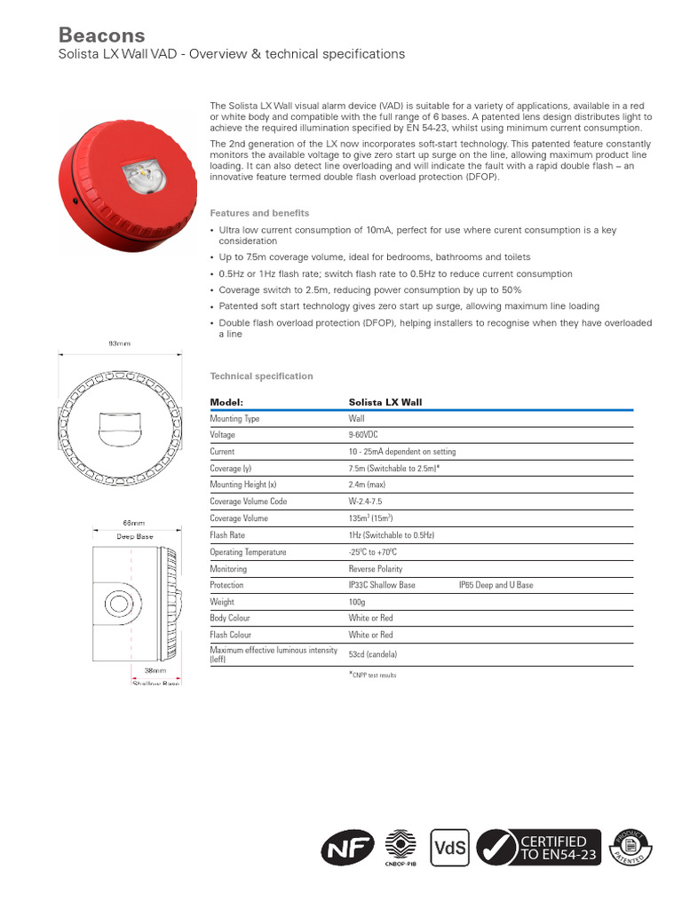 Eaton Fire Devices Solista LX Wall Datasheet en | PDF | Power Supply ...
