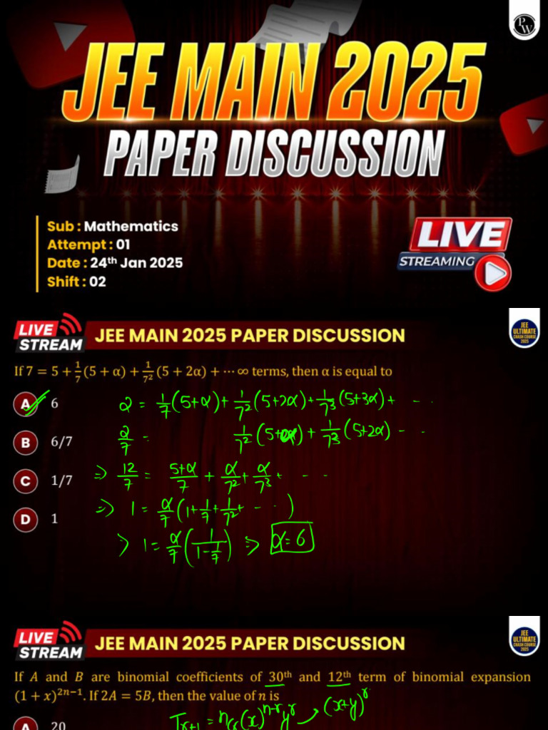 JEE Main 2025_Paper Discussion_24 Jan 2025, Shift-2-1 | PDF