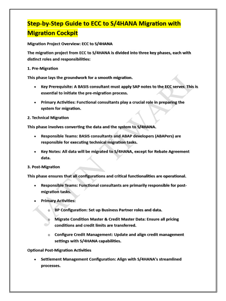 ECC to S/4HANA Migration Guide | PDF | Computer Science | Computing