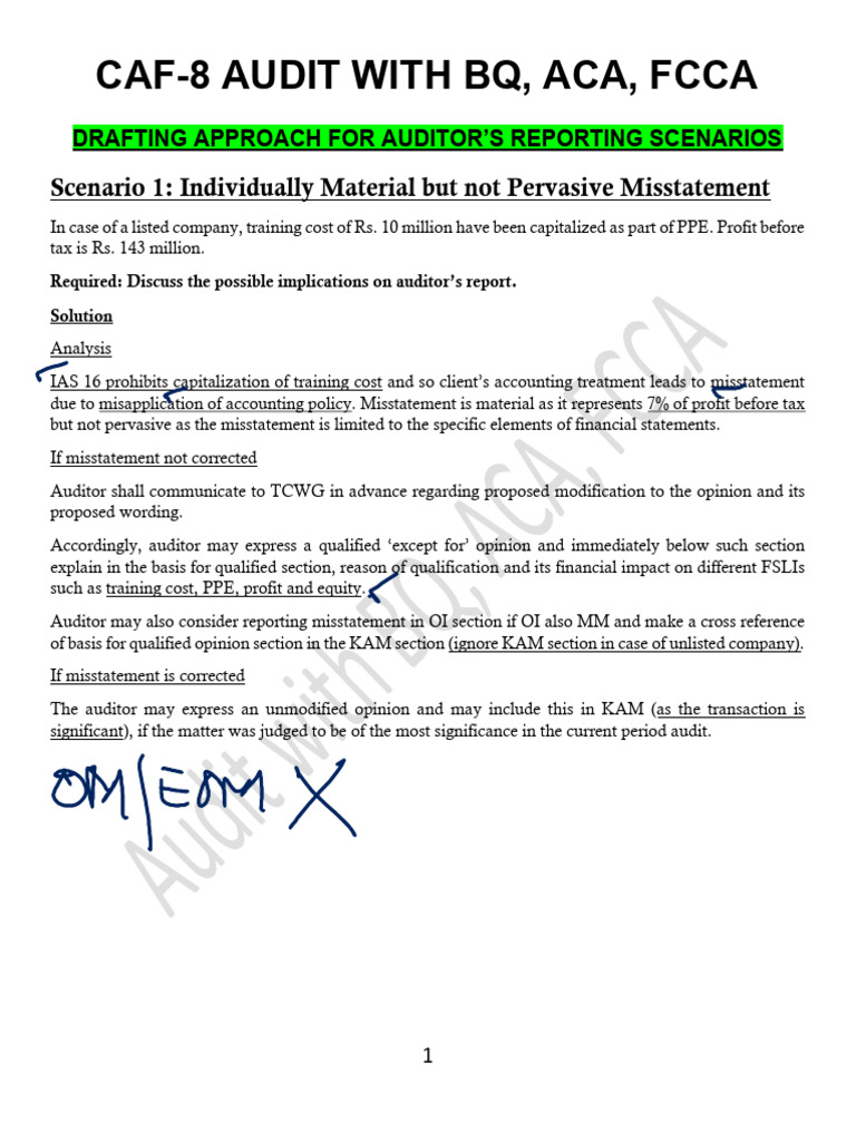 Auditor Reporting Scenarios Analysis | PDF | Audit | Auditor's Report