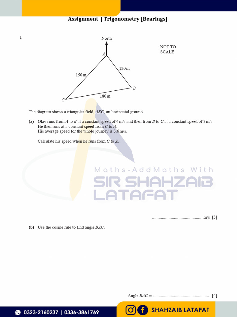 Assignment - Trigonometry (Part 2 - Bearing) | PDF | Trigonometry ...