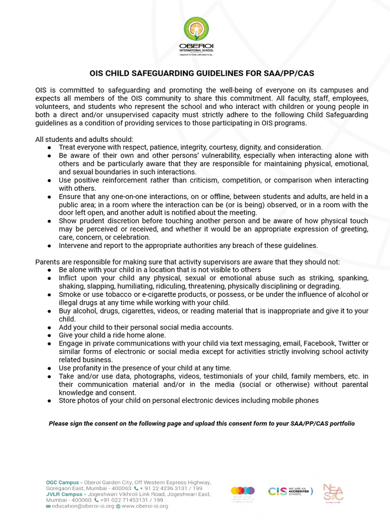 Ois Child Safeguarding Guidelines For Cas | PDF | Social Media ...