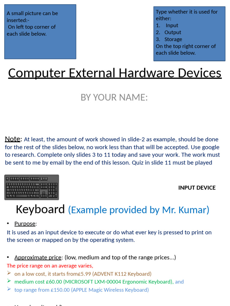 Computer External Hardware Device | PDF | Computer Keyboard | Input/Output