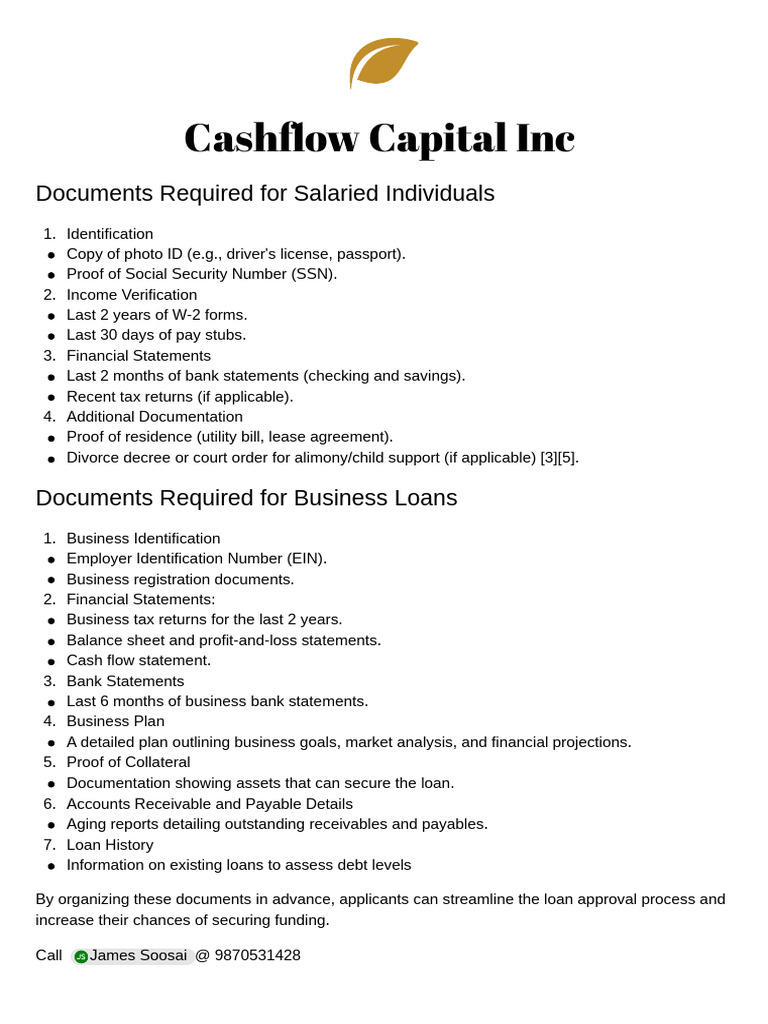 Loan Document Checklist | PDF