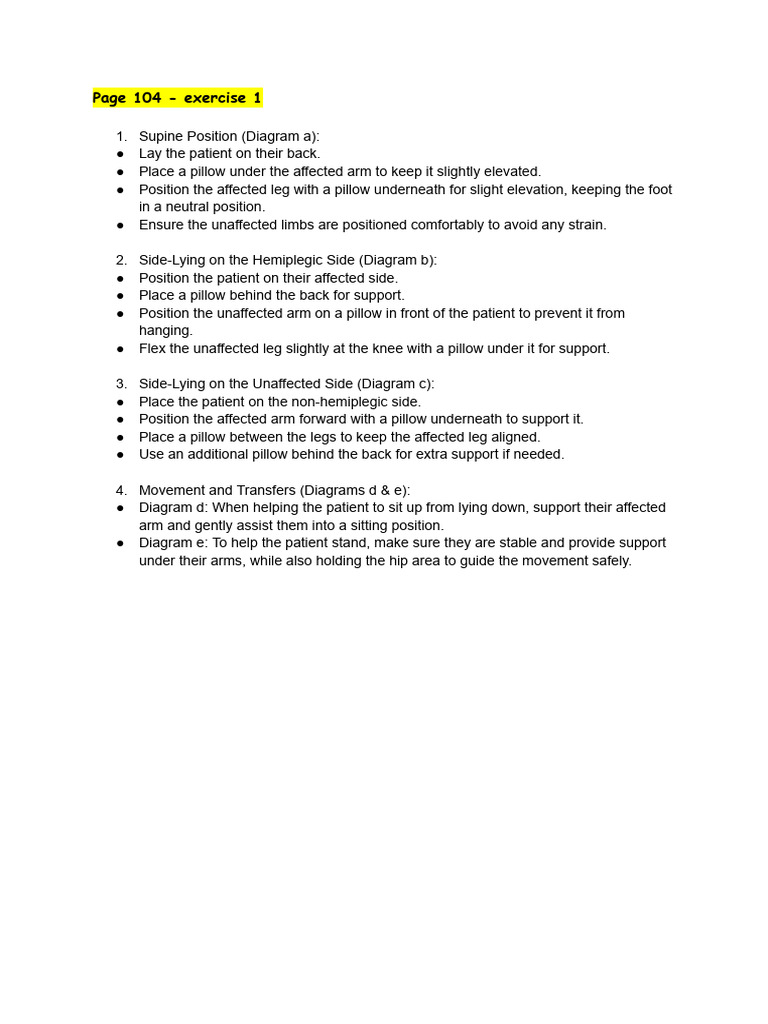 Hemiplegic Patient Positioning Guide | PDF