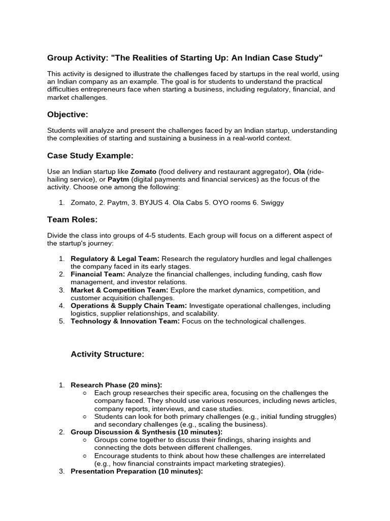 Indian Startup Challenges: A Case Study | PDF | Startup Company | Small ...