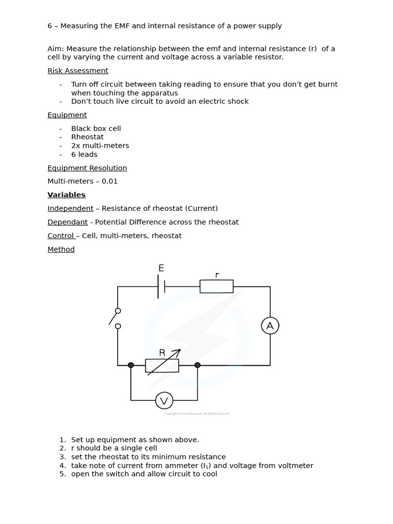 EMF and Internal Resistance Measurement | PDF | Voltage | Electricity