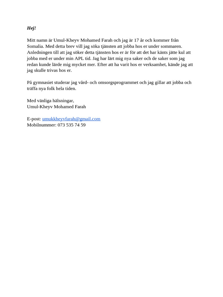 Personlig Brev | PDF
