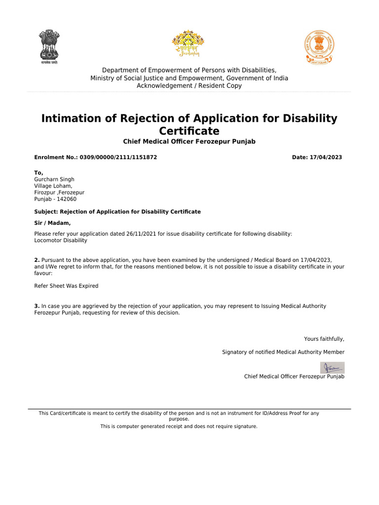 Rejection Card | PDF