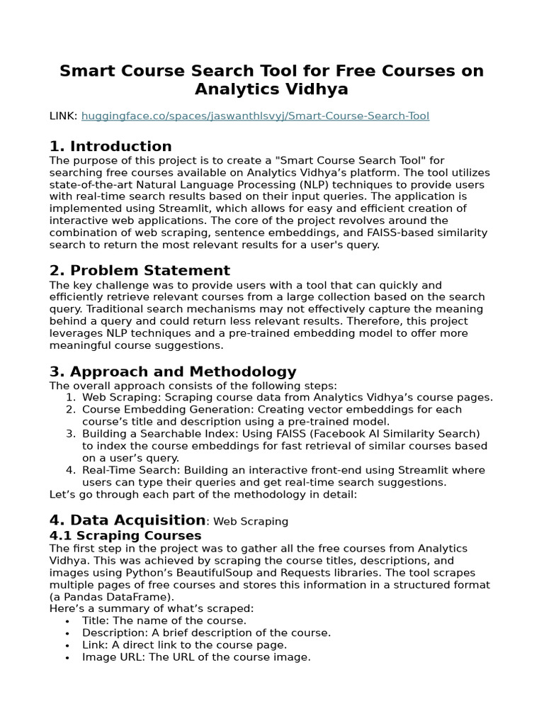 Smart Search Tool for Free Courses on Analytics Vidhya | PDF | Information Retrieval | Analytics