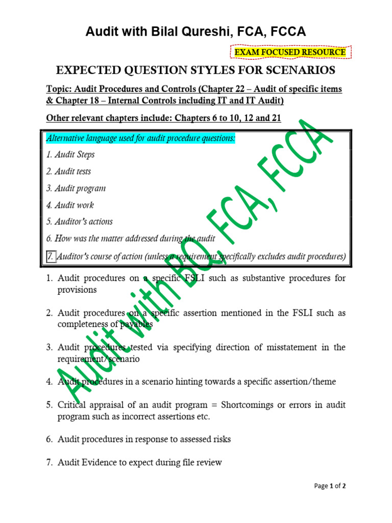 Day 1 - 4. Response - Question Styles | PDF | Audit | Internal Control