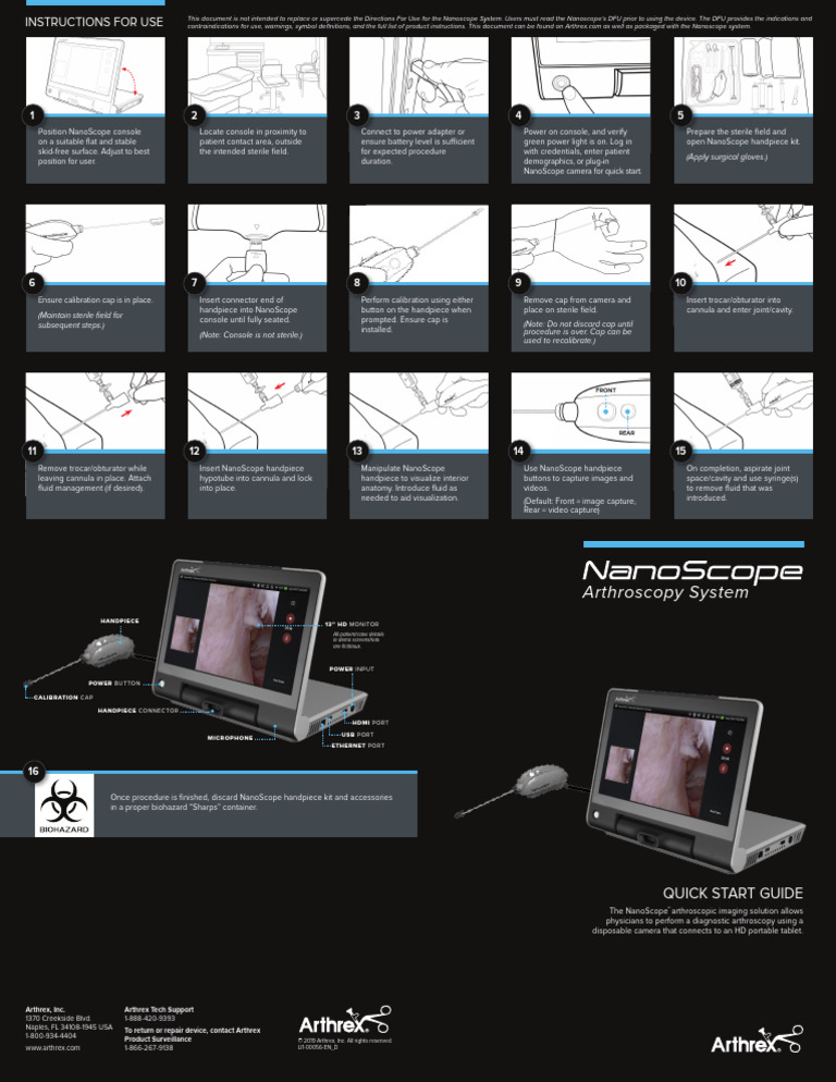 Hệ Thống Nanoscope Arthroscopy System Quick Start Guide | PDF