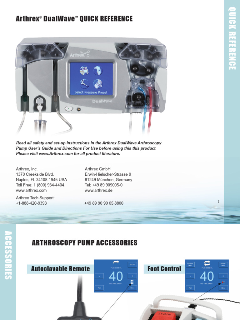 Máy Tưới Dịch ổ Khớp 2 Đường - Arthrex-dualwave-quick-reference | PDF ...
