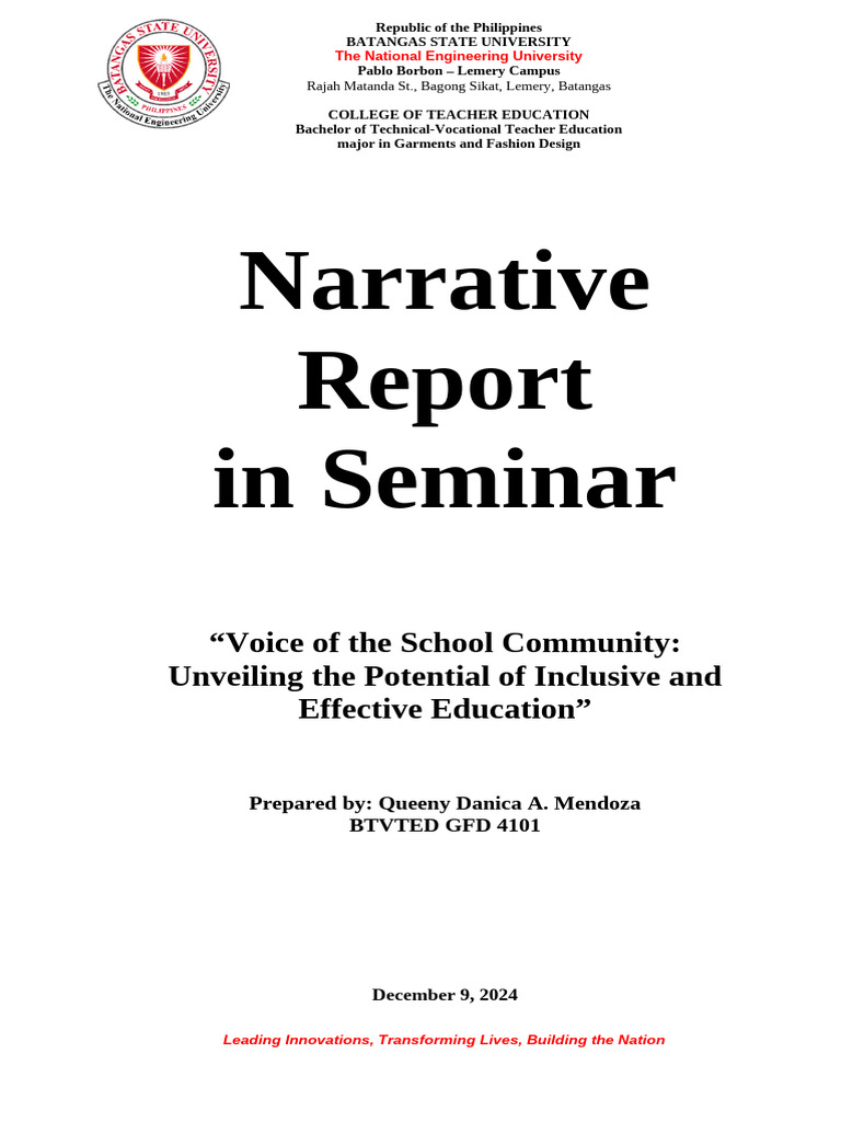 NARRATIVE-REPORT-IN-SEMINAR | PDF | Learning