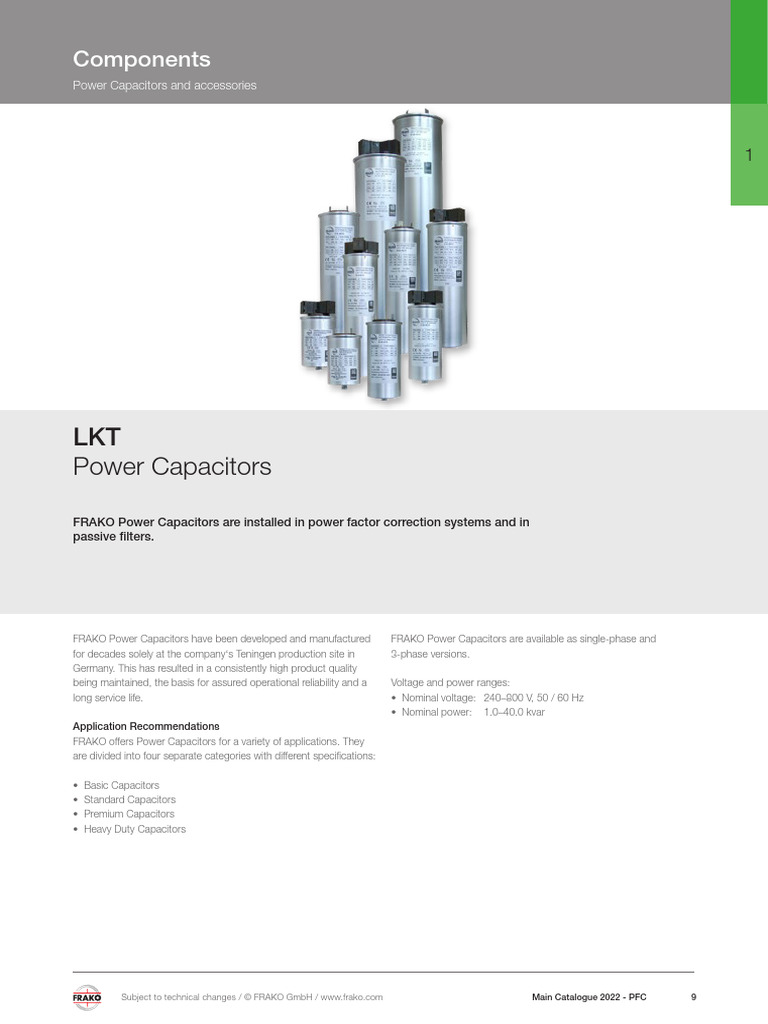 FRAKO Power Capacitors Overview 2022 | PDF | Capacitor | Ac Power