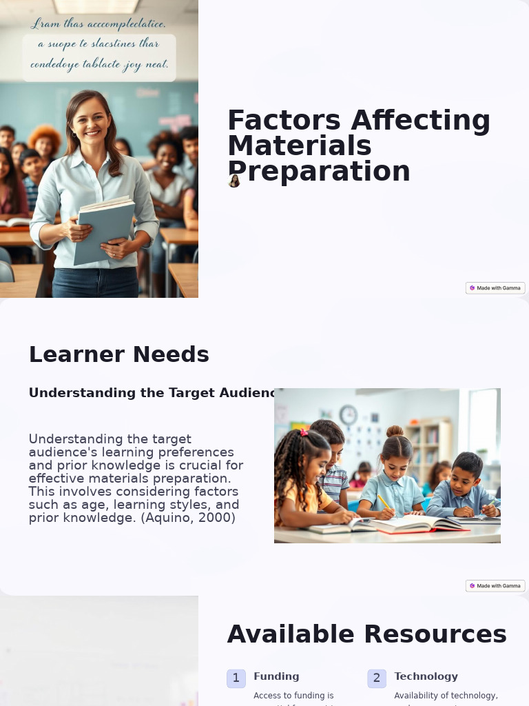 Factors Affecting Materials Preparation | PDF | Learning | Procedural Knowledge
