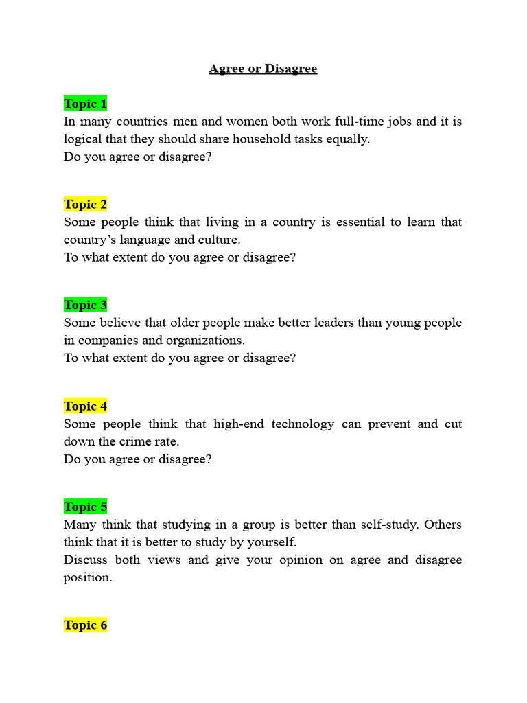 Agree or Disagree | PDF