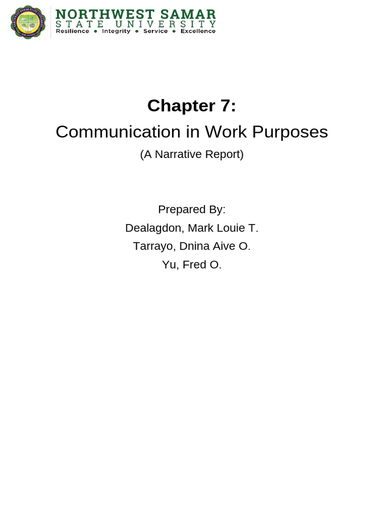Narrative Report On Chapter 8 1 | PDF | Communication | Memorandum