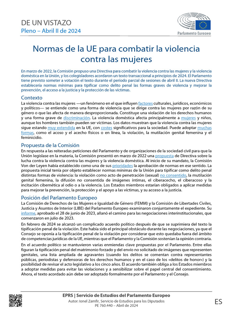 Normas de La UE para Combatir La Violencia | PDF | Violación | La violencia contra las mujeres