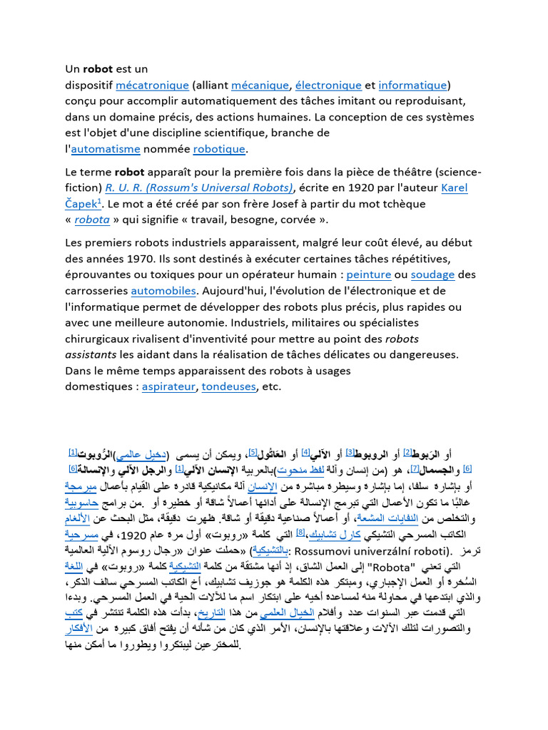 Mécatronique Mécanique Électronique Informatique: Robot | PDF