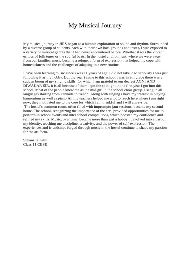 My Musical Journey at JIRS | PDF