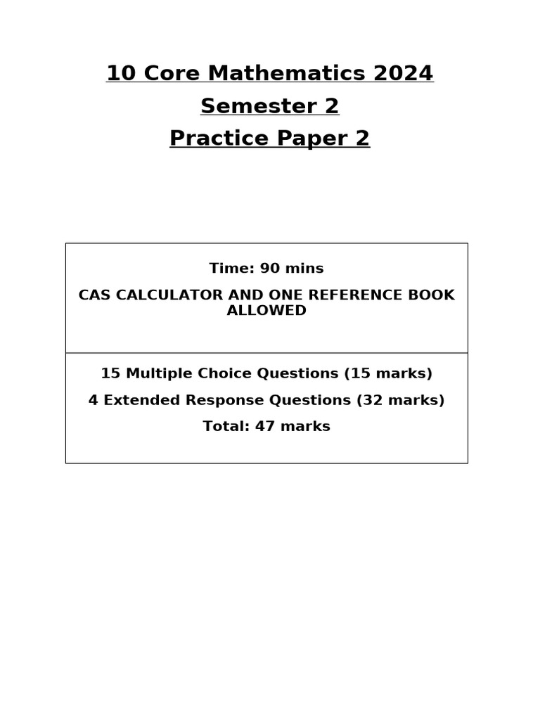 10 Core Sem 2 Paper 2 Practice | PDF