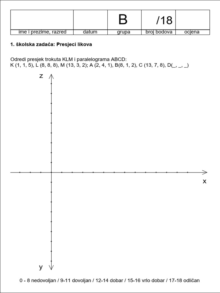 1 Školska Zadaća Presjeci Likova B | PDF