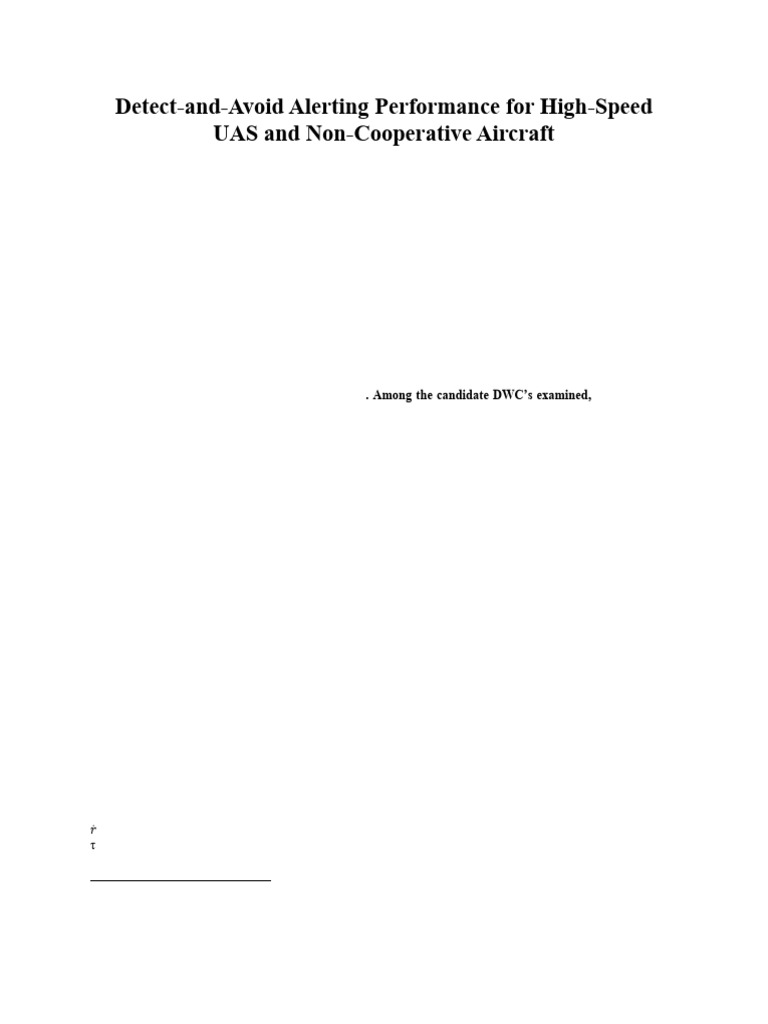 Detect-and-Avoid Alerting Performance For High-Speed UAS and Non ...