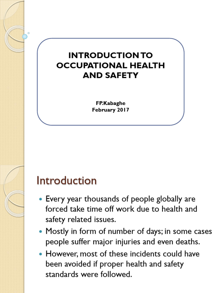 1-Introduction To Occupational Health | PDF | Occupational Safety And ...