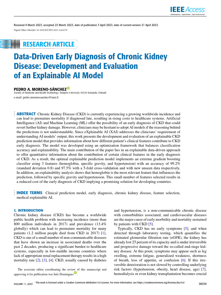 Data-Driven Early Diagnosis of Chronic Kidney Disease Development and ...