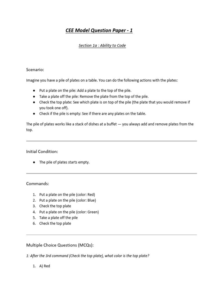 CEE Model Question Paper - 1: Scenario | PDF | Electric Vehicle | Internet
