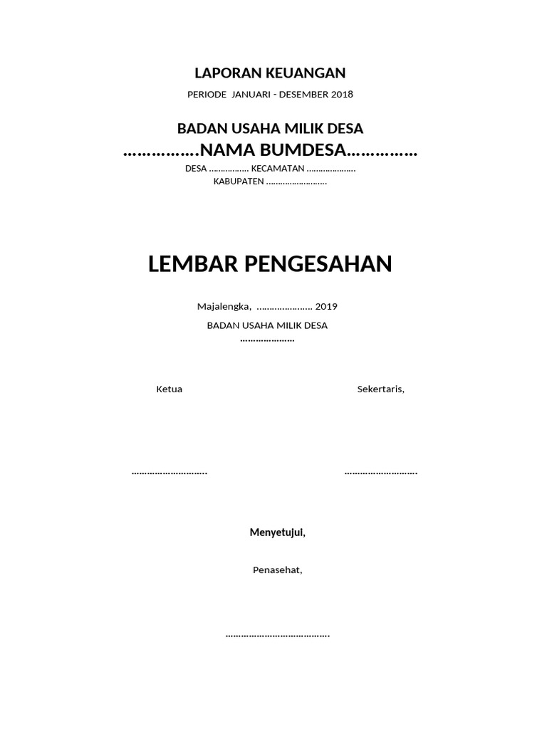 Lembar Pengesahan LPJ Bumdesa | PDF